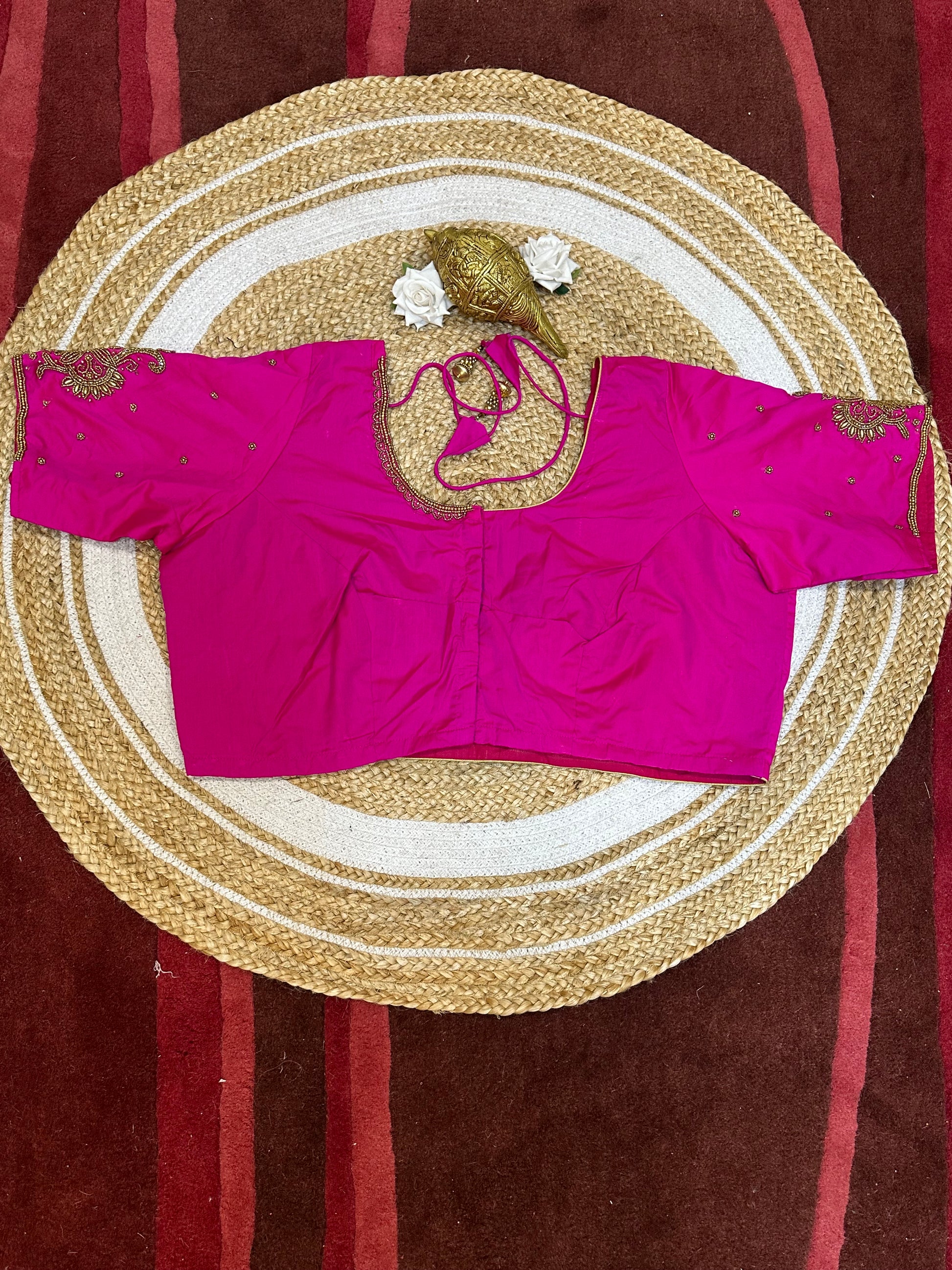 50” Size 20 Aari Worked Sari Blouse Indian Saree Top Silk Pink B67 ...