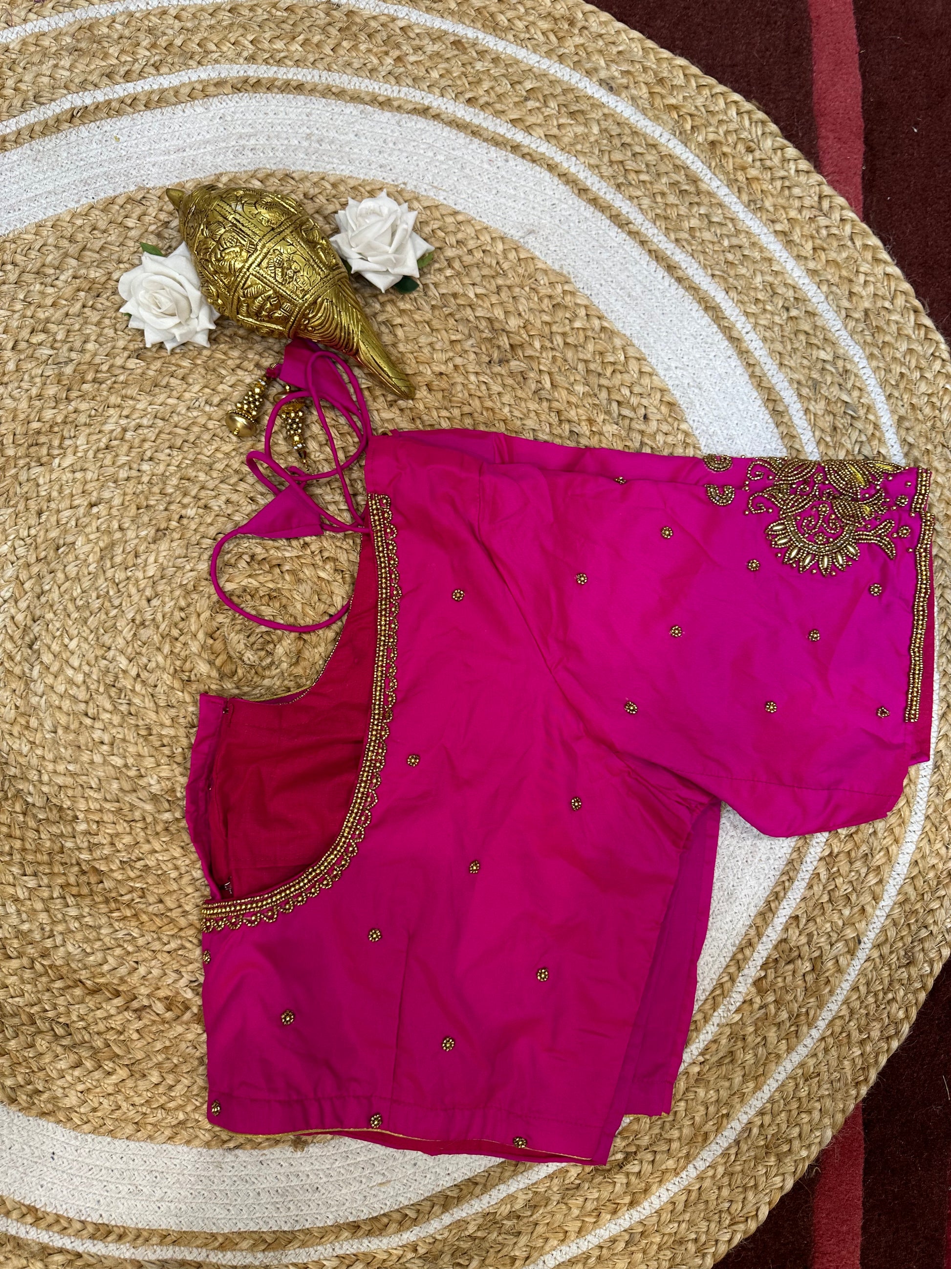 50” Size 20 Aari Worked Sari Blouse Indian Saree Top Silk Pink B67 ...