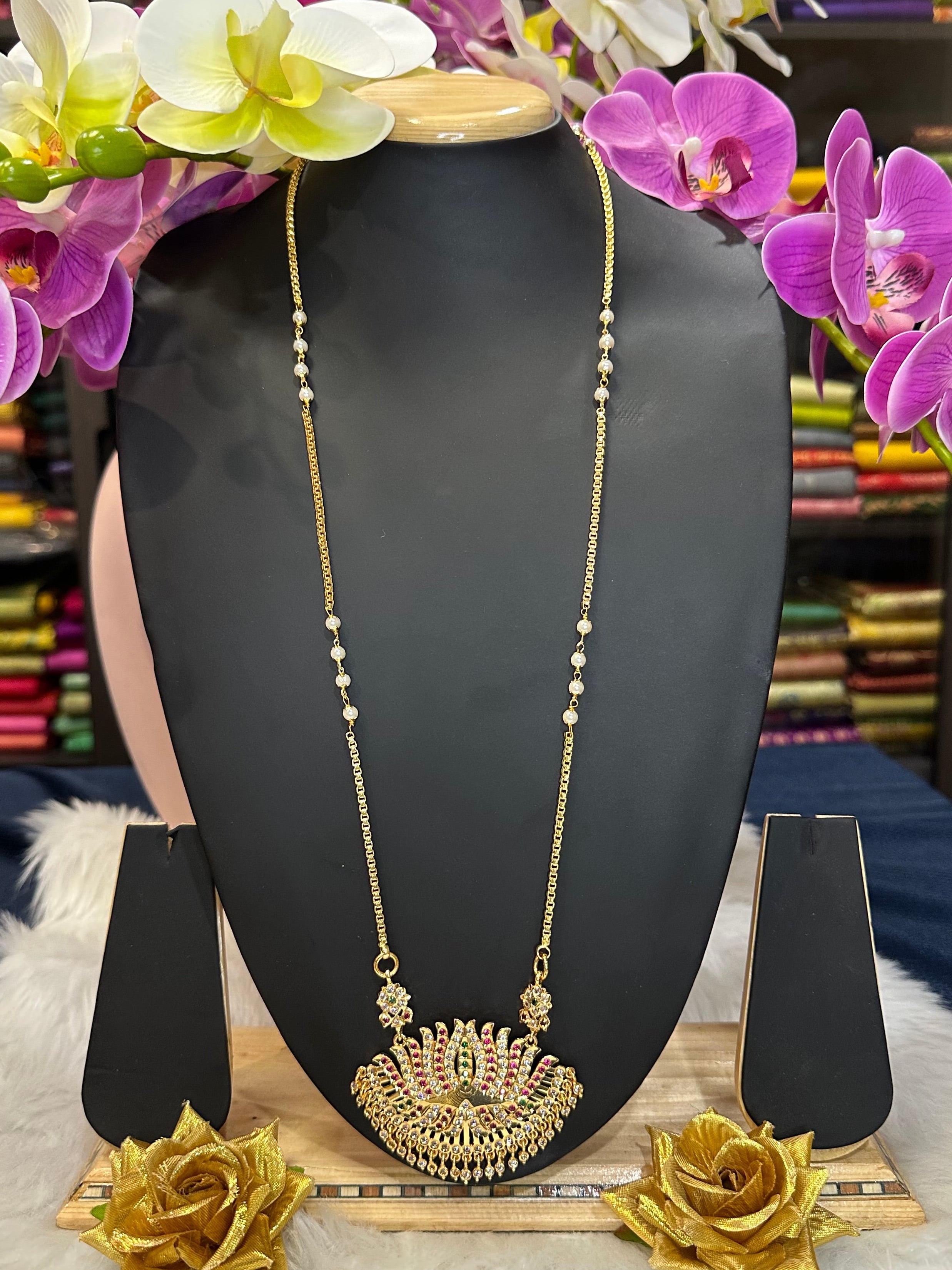Impon Indian Necklace Multi Lotus Pathakkam Haram Wedding Jewellery N3 ...