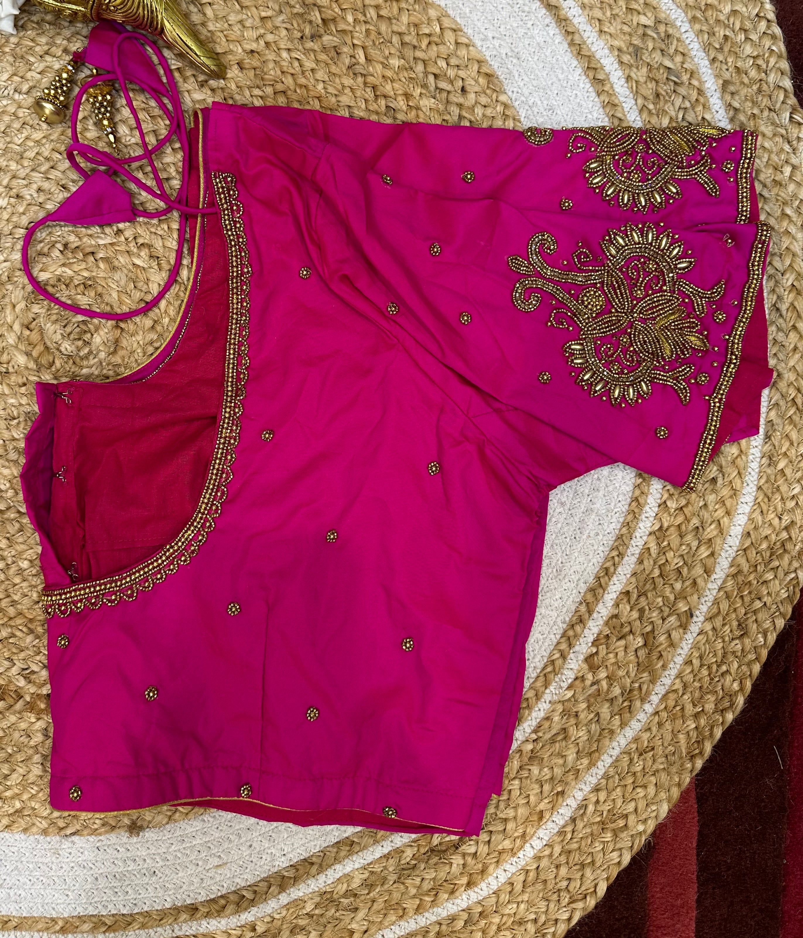 50” Size 20 Aari Worked Sari Blouse Indian Saree Top Silk Pink B67 ...